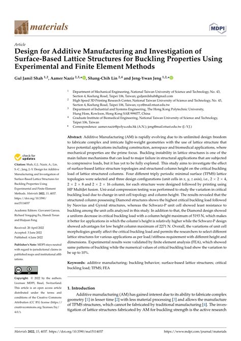 Pdf Design For Additive Manufacturing And Investigation Of Surface Based Lattice Structures