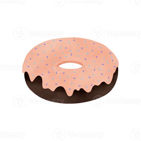 Peach Donut Illustration Decorate Colorful Sugar Flakes 24583855 Png