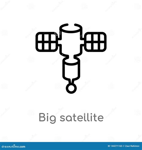 Outline Big Satellite Vector Icon Isolated Black Simple Line Element
