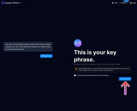 how to create a wallet camino docs