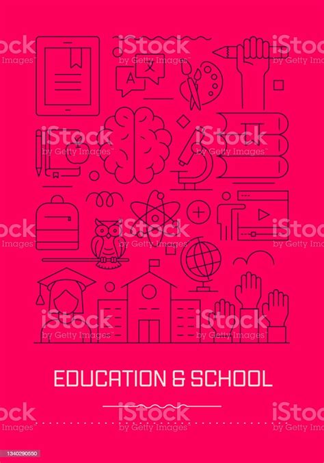 교육 및 학교 관련 현대 라인 디자인 브로셔 포스터 전단지 프리젠 테이션 템플릿 벡터 일러스트 교육에 대한 스톡 벡터 아트 및