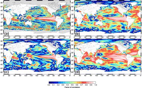 0correlation coefficient between sst and ssh for cci a between sst