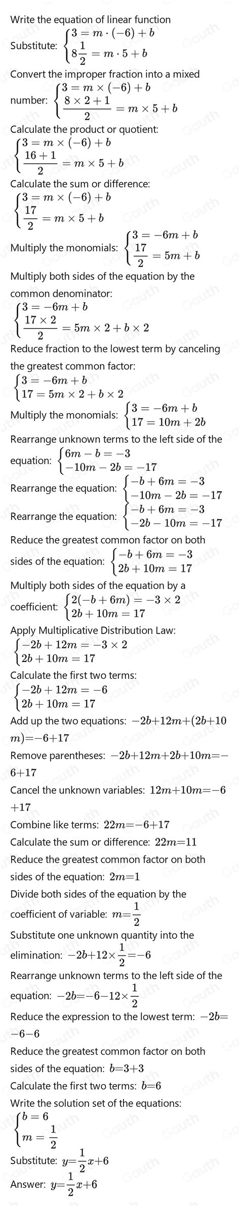 Solved A Straight Line Passes Through The Points 6 3 And 5 8 1 2 The Equation Of This