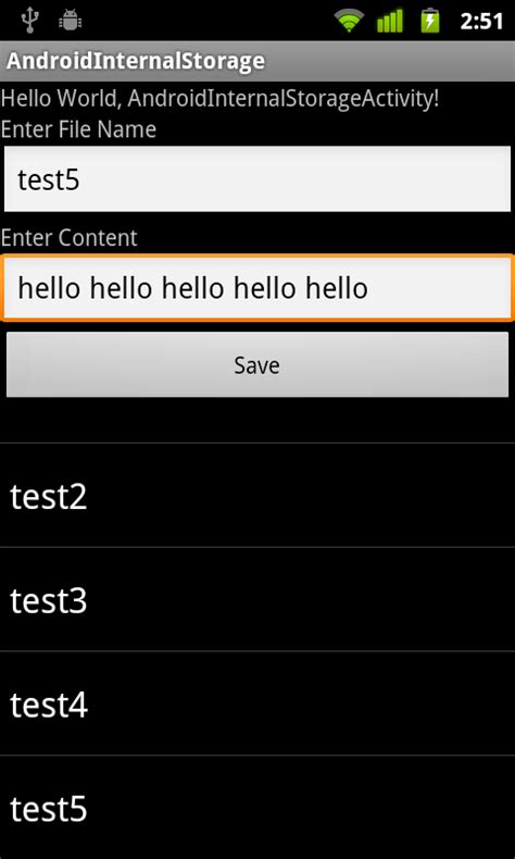 Android Er List The Saved Files In Internal Storage