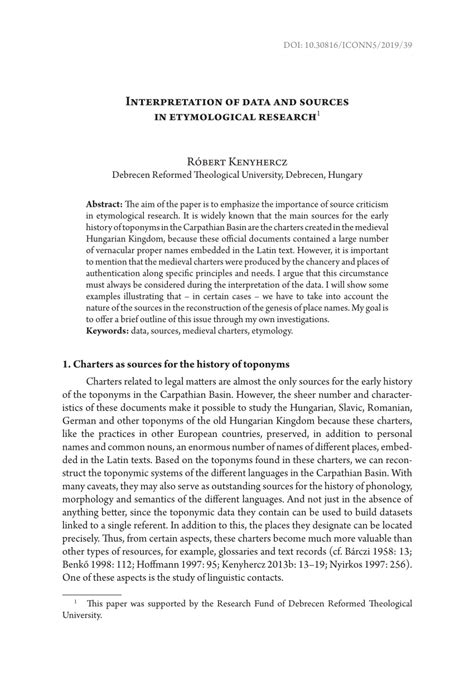 Pdf Interpretation Of Data And Sources In Etymological Research