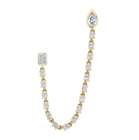 Vortex Emerald And Pear Diamond Chain Earring Loraida