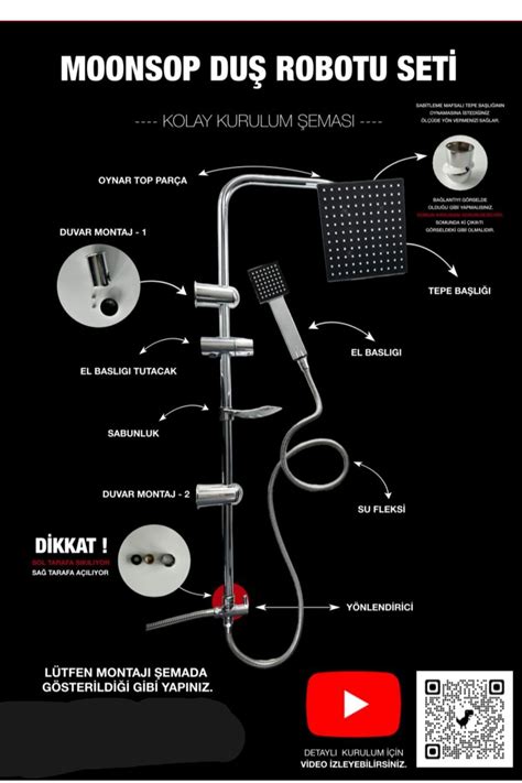 MOONSHOP Mix Banyo Bataryası Robot Yağmurlama Tepe Duş Seti Duş Başlığı
