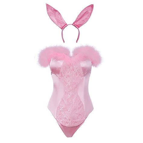 Elle Woods Costume Women Sexy Bunny Cosplay Halloween Costumes Pink