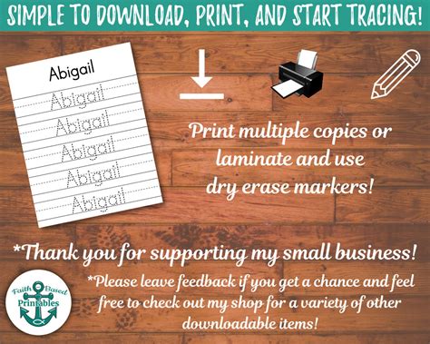 Custom Name Tracing Sheet Handwriting Practice Personalized Etsy