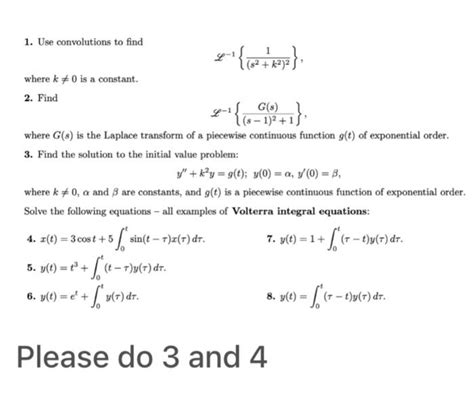 Solved 1 Use Convolutions To Find L−1 S2k221 Where K 0