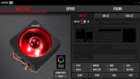 AMD Ryzen Wraith Prism RGB lighting control software Informática