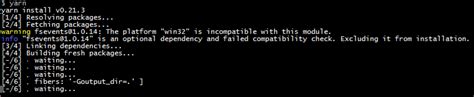 Javascript Fibersnode Gyp Hanging On Yarn Install On Windows Stack