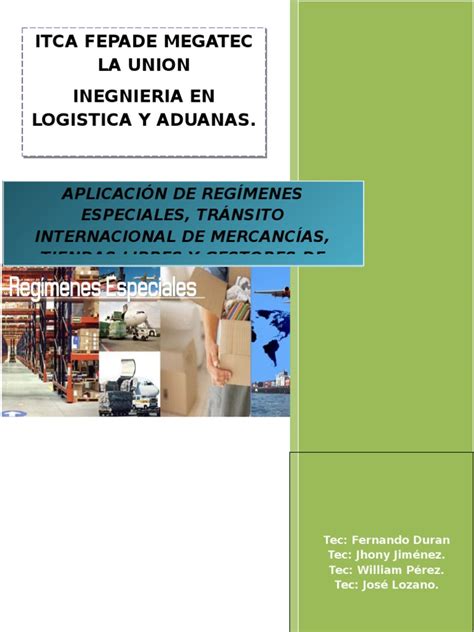 Aplicacion De Regimenes Especiales Pdf Aduana El Comercio