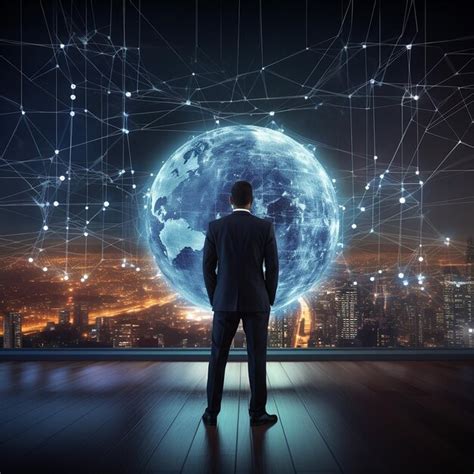 Premium Ai Image Businessman Analyzing Data Financial Global Graphic