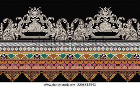 Digital Designs Motif Flower Boeder Stock Illustration 2206616543