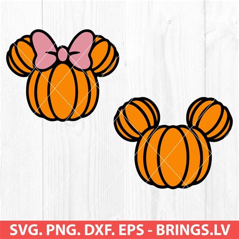 Disney Halloween Pumpkin Mickey Minnie Mouse Fall Autumn Svg Png Dxf Eps Cutting Files For