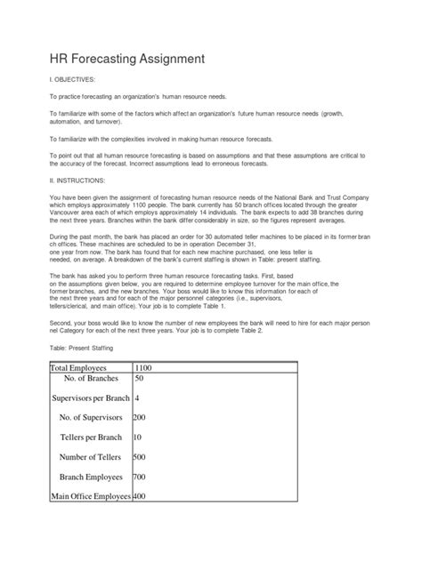 Hr Needs Forecasting For National Bank Pdf Human Resources