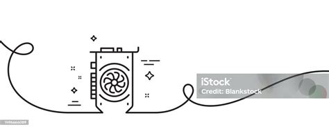 Gpu 그래픽 카드 라인 아이콘입니다 컴퓨터 구성 요소 하드웨어 기호입니다 컬이 있는 연속 라인 벡터 0명에 대한 스톡 벡터 아트 및 기타 이미지 Istock