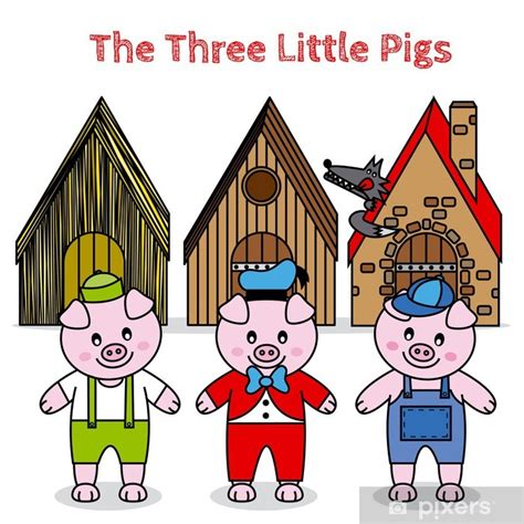 Póster Los Tres Cerditos Y El Lobo Feroz Historia De Los Niños Pixerses