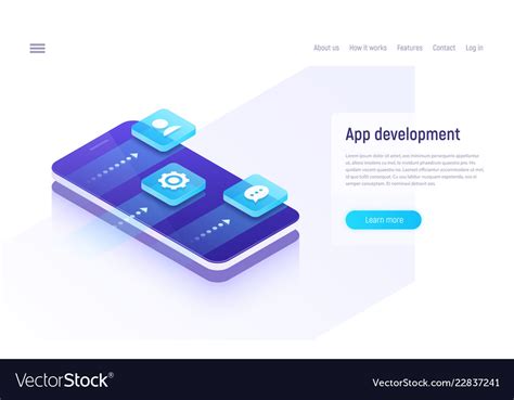 Mobile App Development Isometric Concept Vector Image