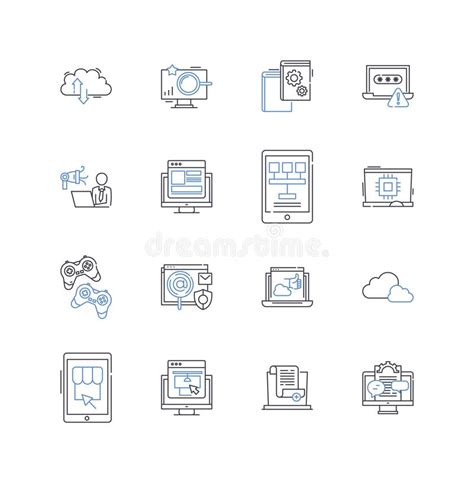 USB Flash Drive Line Icons Collection Memory Portable Storage Data