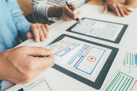 Premium Photo Creative Web Designer Planning Application And Developing Template Layout