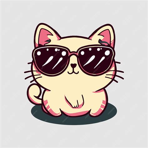 Premium Vector Kawaii Cute Happy Cat Wearing Sunglasses T Shirt Design