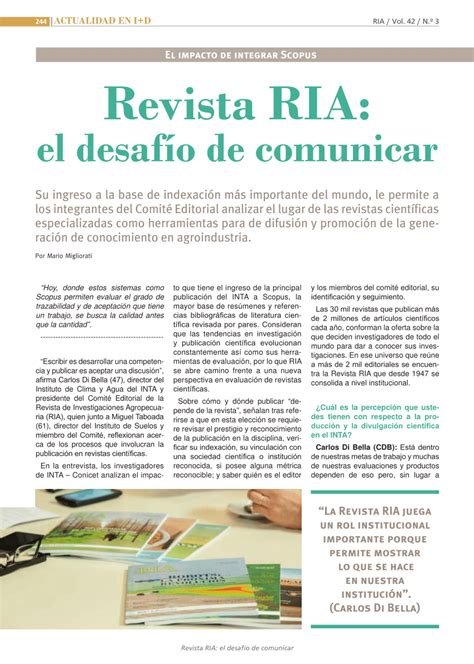 PDF Revista RIA el desafío de comunicar Su ingreso a la base de