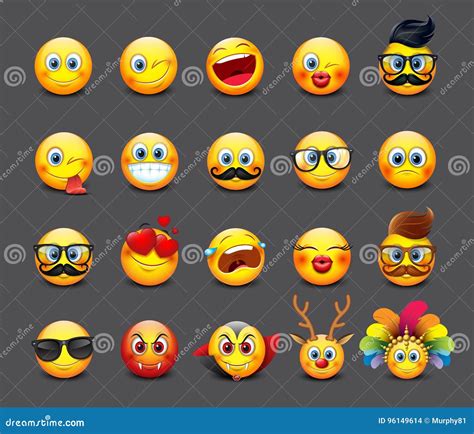Cute Emoticons Set Emoji Illustration 96149614