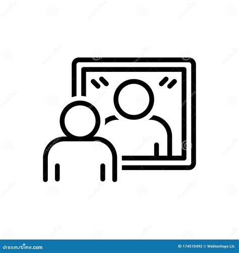 Black Line Icon For Reflection Mirror And Image Stock Vector