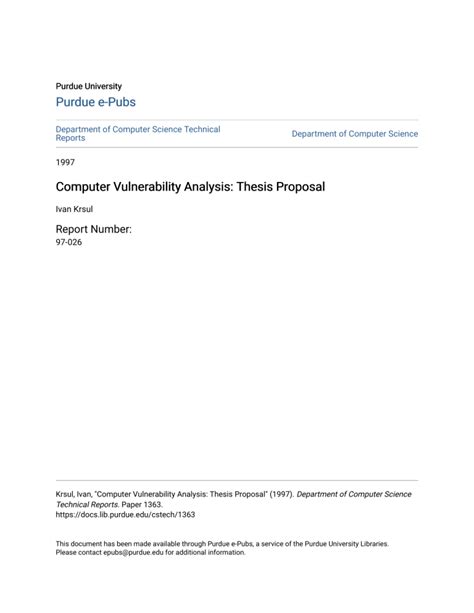 Computer Vulnerability Analysis Thesis Proposal