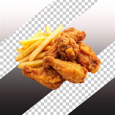 Premium PSD Fried Chicken Wings With French Fries And Tomato