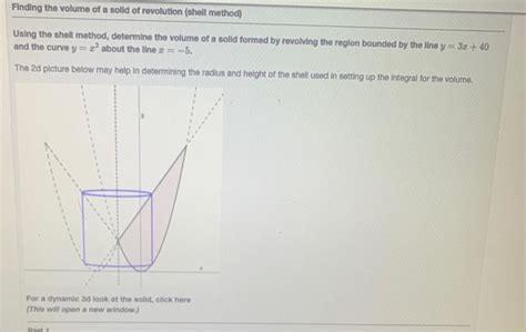 solved finding the volume of a solld of revolution shell