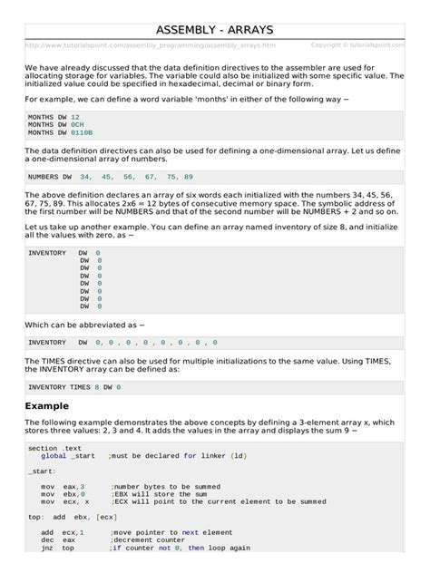 Assembly Arrays Pdf