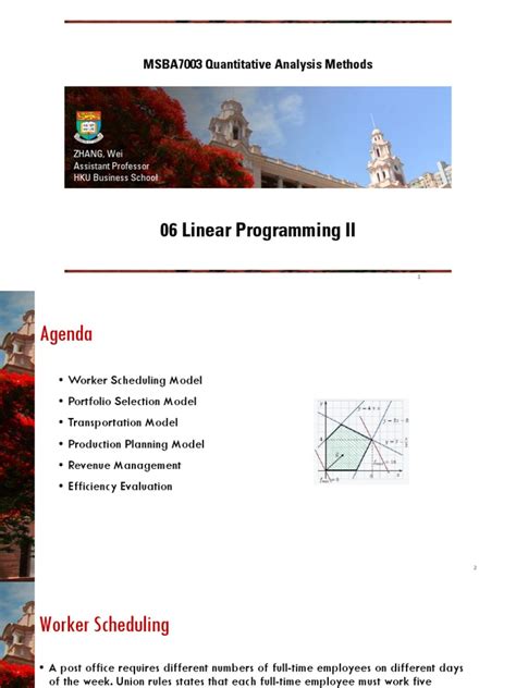 06 Linear Programming Ii Msba7003 Quantitative Analysis Methods Pdf Economies Applied