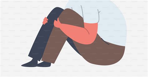 슬픈 얼굴로 바닥에 앉아 있는 우울한 불행한 남자 남성 캐릭터는 전문적인 심리적 도움이 필요합니다 정신 건강 문제 우울증