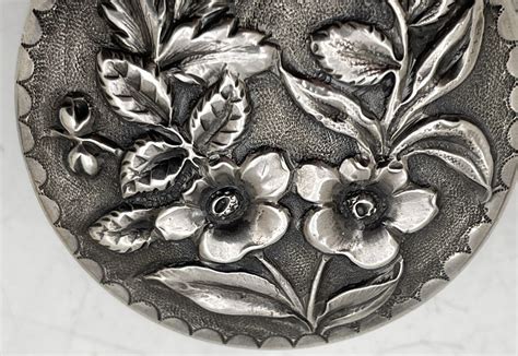 Bailey Banks And Biddle Repousse Sterling Silver Pill Box From Late