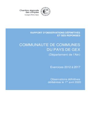 Fillable Online Communaut De Communes Du Pays De Gex 01 Rapport D