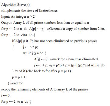 Solved Algorithm Sieve N Implements The Sieve Of Chegg