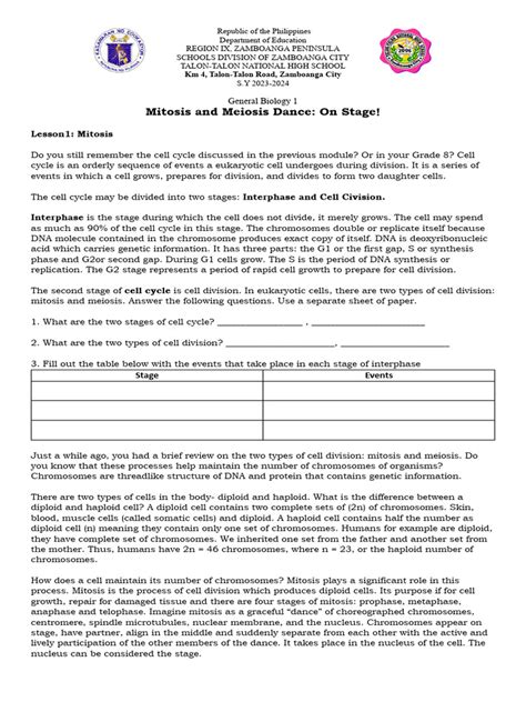 Q1 Q2 Module 7 Mitosis And Meiosis Pdf Meiosis Mitosis