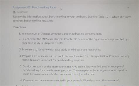 Solved Assignment 09 Benchmarking Paper 見 Assignment Review