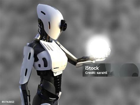 에너지 구체를 들고 여성 안 드 로이드 로봇의 3d 렌더링 사이보그에 대한 스톡 사진 및 기타 이미지 사이보그 여자 3