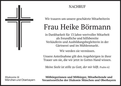 Traueranzeigen Von Heike Börmann Trauermerkurde