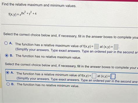 Solved Find The Relative Maximum And Minimum Chegg