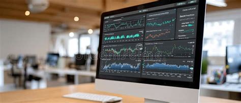 A Computer Screen Shows Intricate Data Visualizations And Analysis In A Contemporary Office