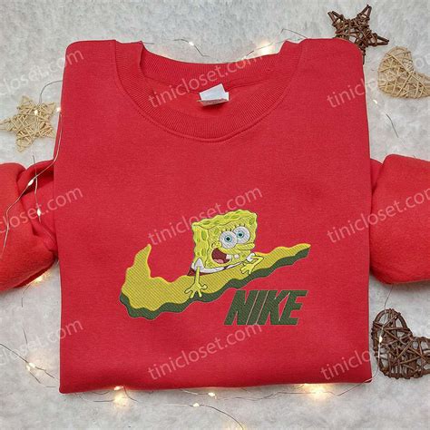 Spongebob X Nike Embroidered Sweatshirt Cartoon Shirt Nike Inspired