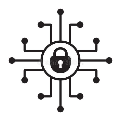 Cyber Security Icon With A Lock In The Center Web Connection Lock Stock Vector Illustration