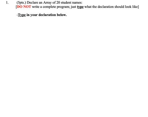 Solved Pts Declare An Array Of Student Names DO Chegg