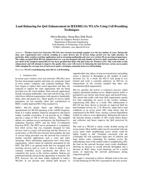 Pdf Load Balancing For Qos Enhancement In Ieee80211e Wlans Using