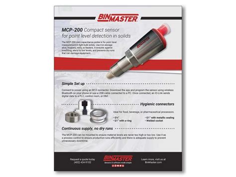 BinMaster Level Sensors MCP 200 Mini Capacitance Probe For Solids